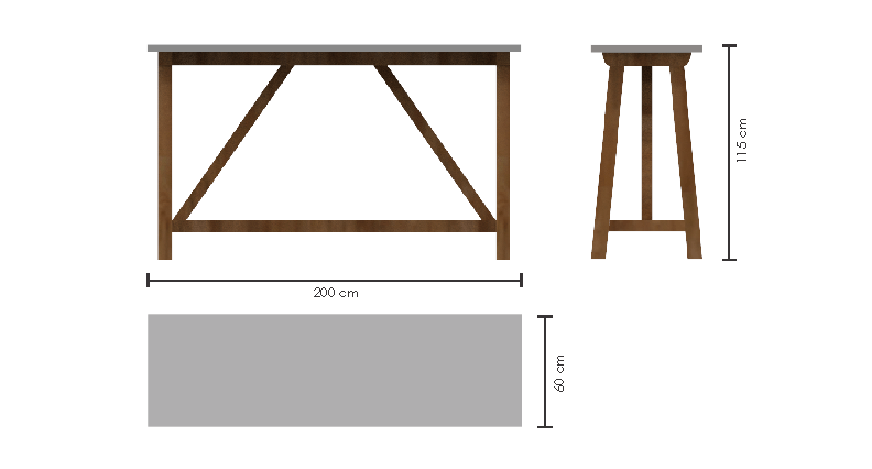 Concrete Dining Bar Table - Osier Belle