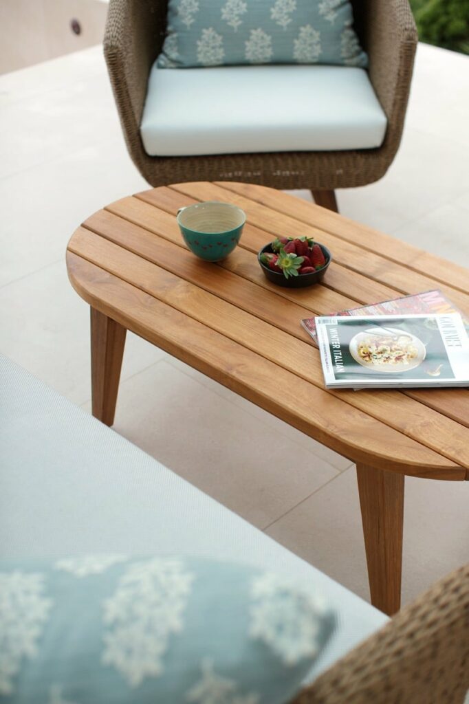 Oval Outdoor Teak Coffee Table - Osier Belle