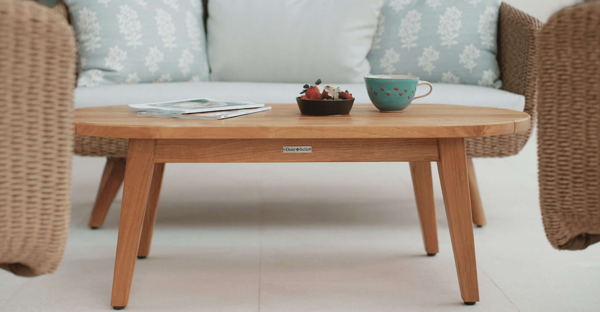 Oval Outdoor Teak Coffee Table - Osier Belle